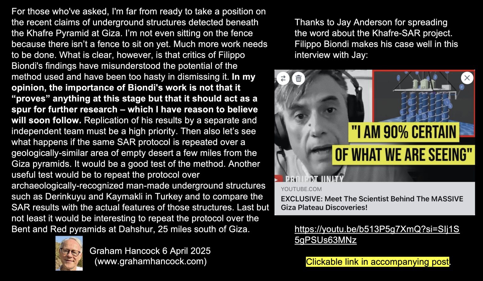 Under Giza - Graham Hancock Official Website